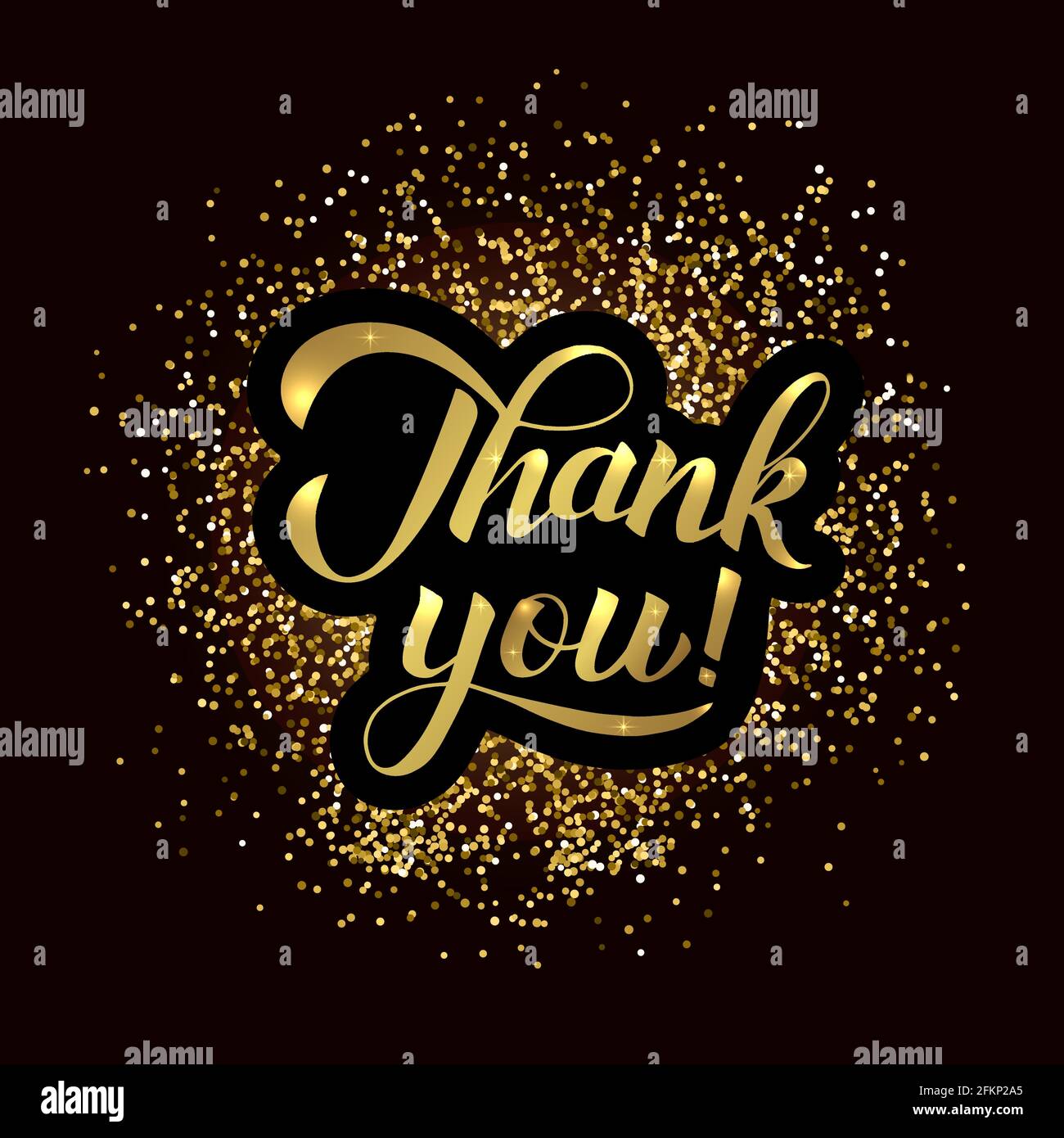 Danke Kalligraphie Hand Schriftzug auf Gold Glitter Konfetti Textur ...