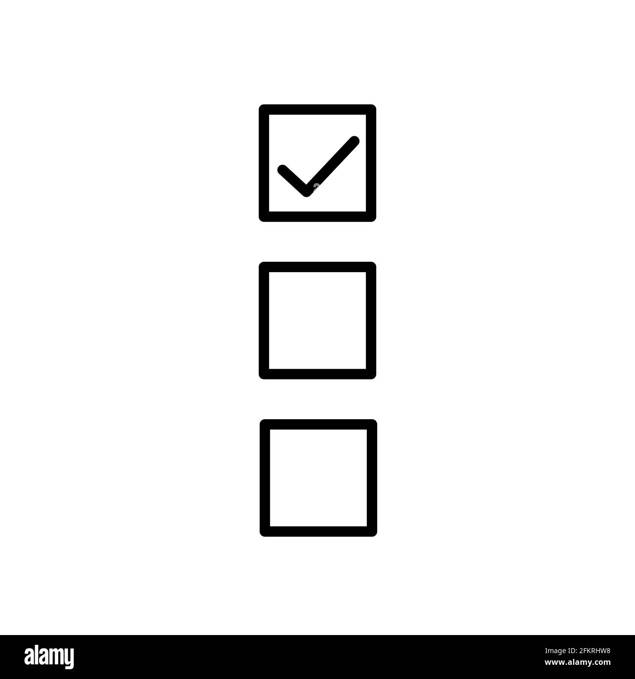 Symbol für lineare Prüfung und leeres Feld. Genehmigtes Symbol. OK ...