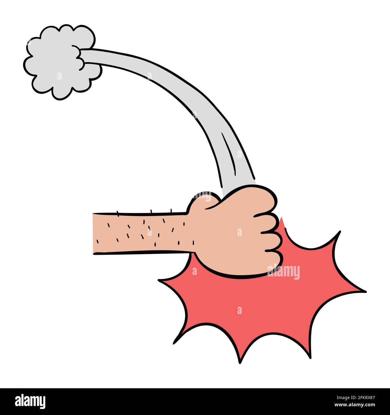 Cartoon-Vektor-Illustration der Faust Punch Tisch. Farbige und schwarze ...