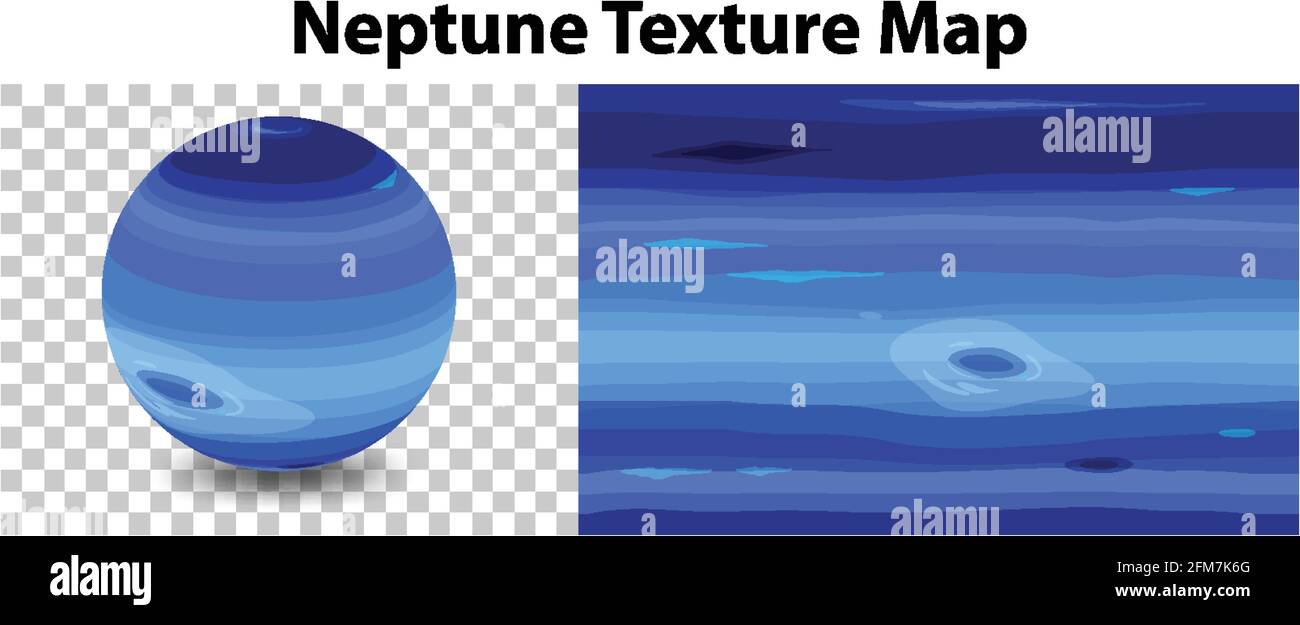 Neptun-Planet auf transparent mit Neptun-Texturkarte Illustration Stock ...