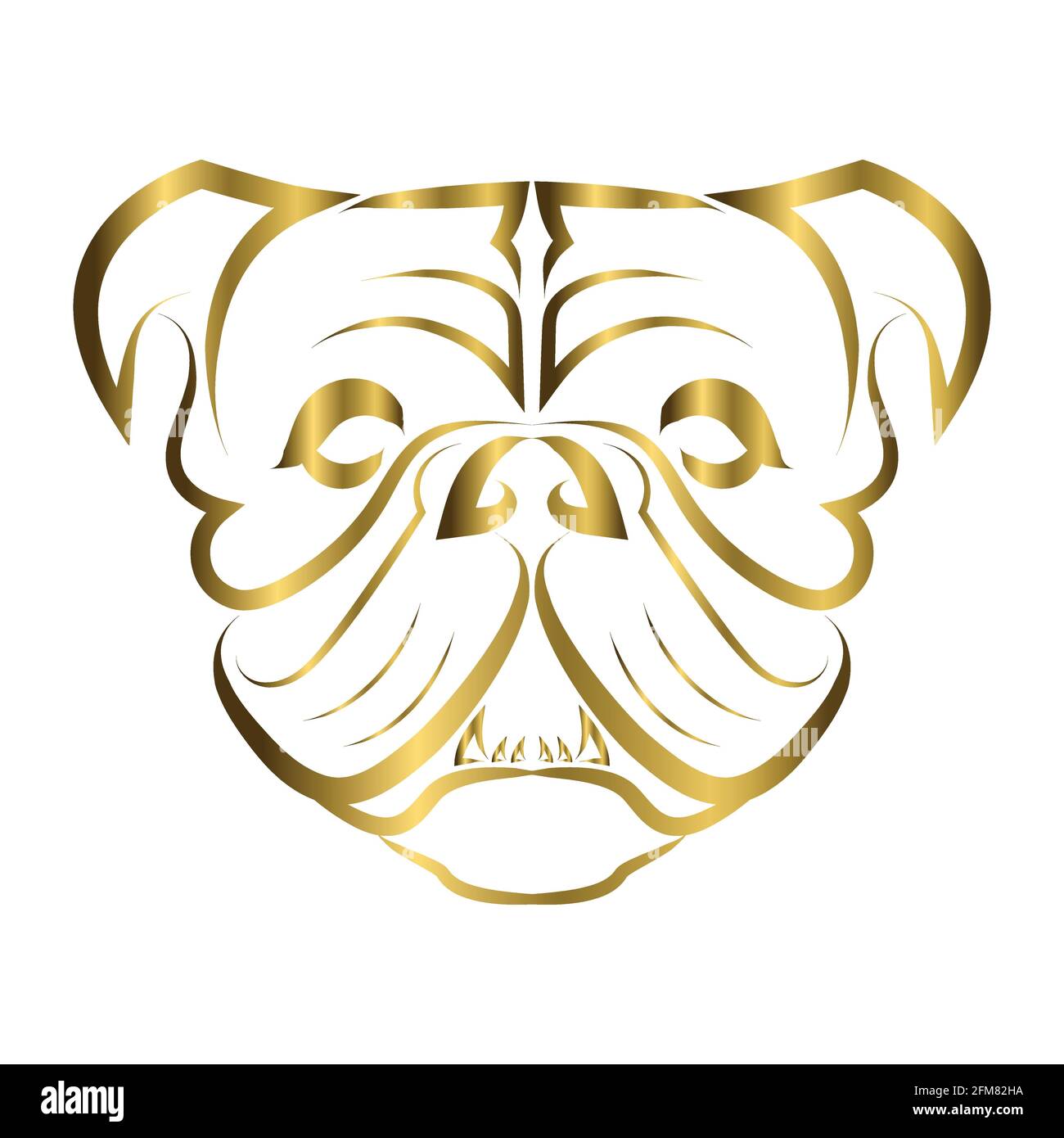 Goldlinie Kunst der Bulldogge oder Mops Hund Kopf. Gute Verwendung für ...