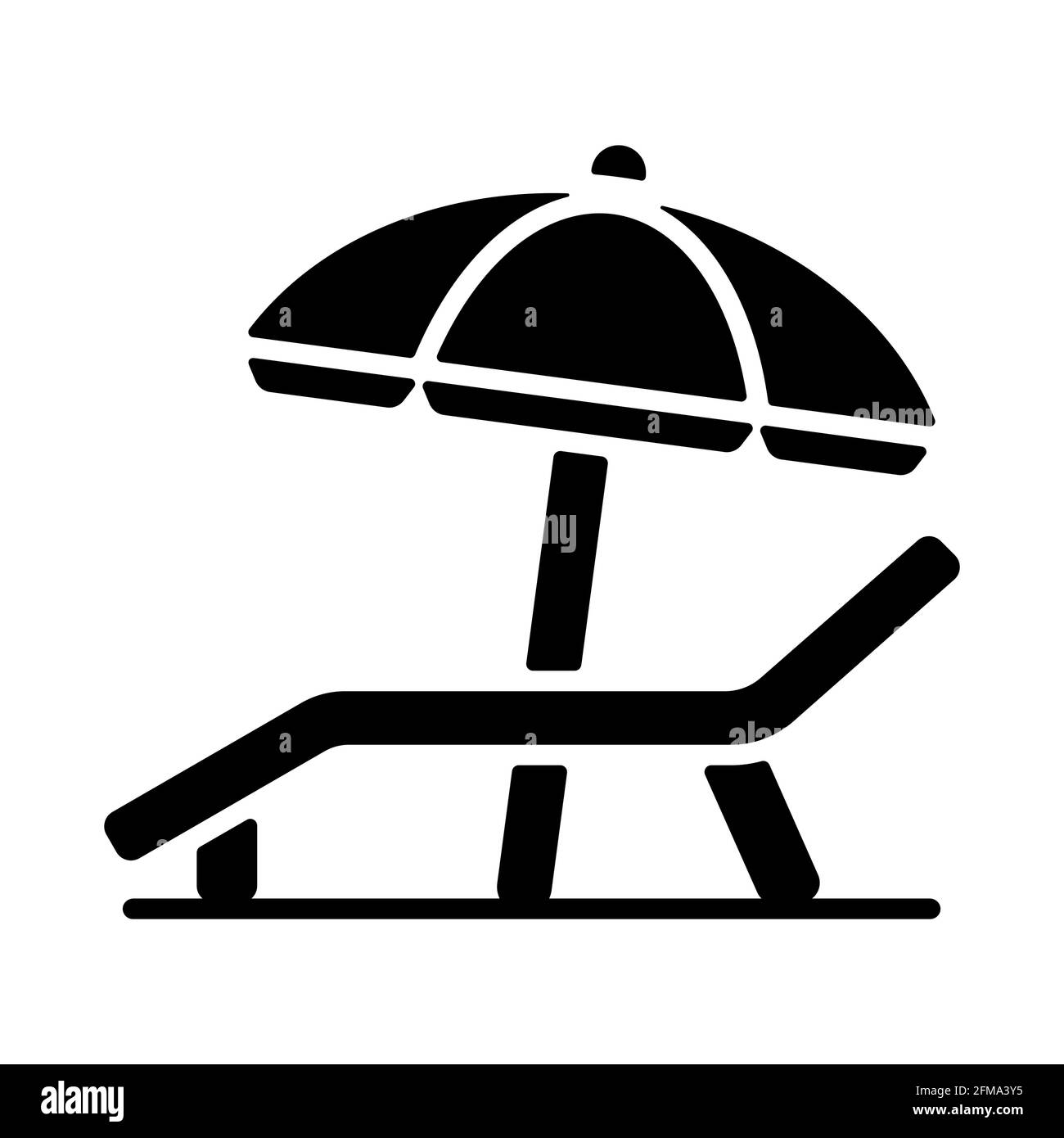 Sonnenliege Strand Liegestuhl flach Vektor Glyphe Symbol. Sommerschild ...