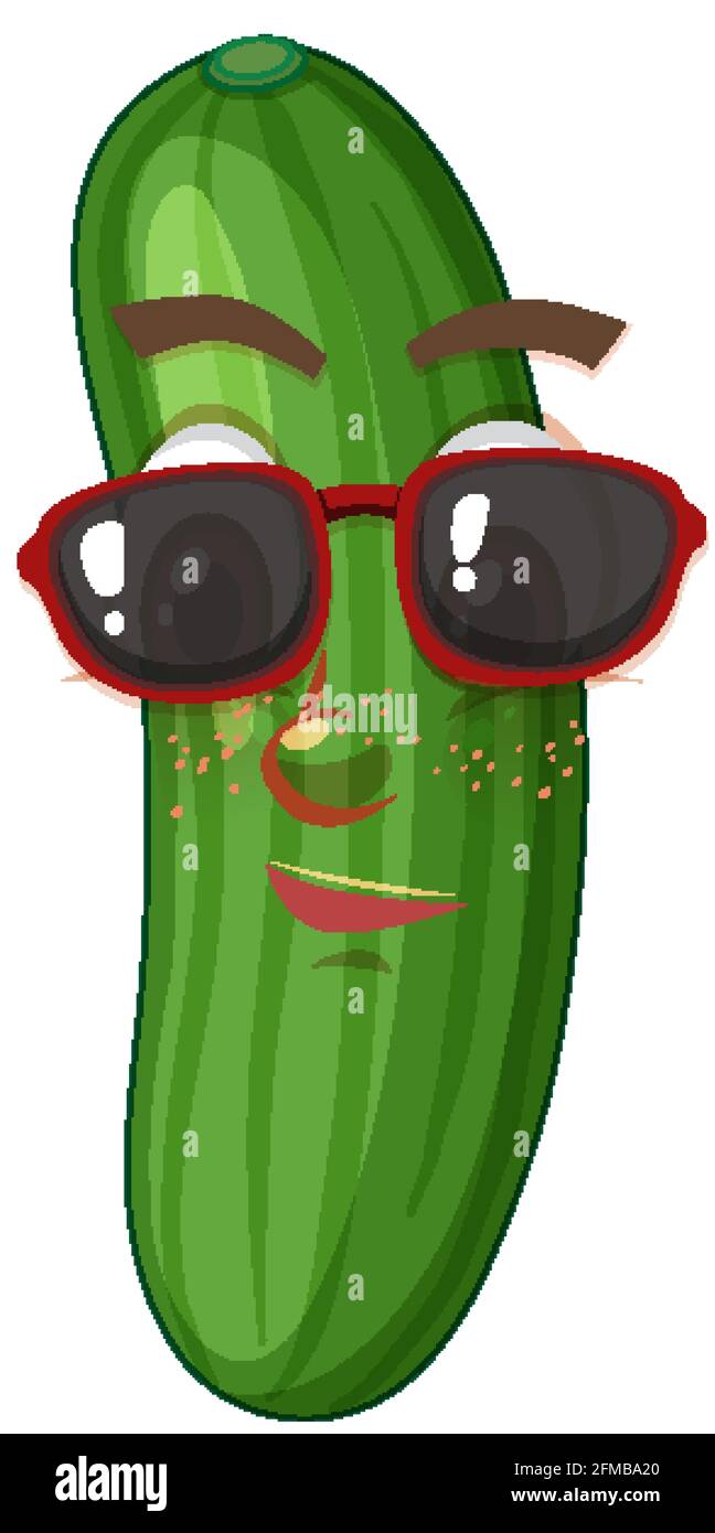 Gurke Cartoon-Figur mit Gesichtsausdruck Illustration Stock ...