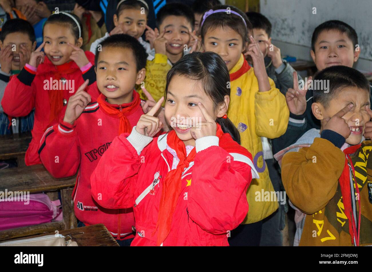 Diese ländliche Schule wurde während des Erdbebens in Sichuan im Jahr ...