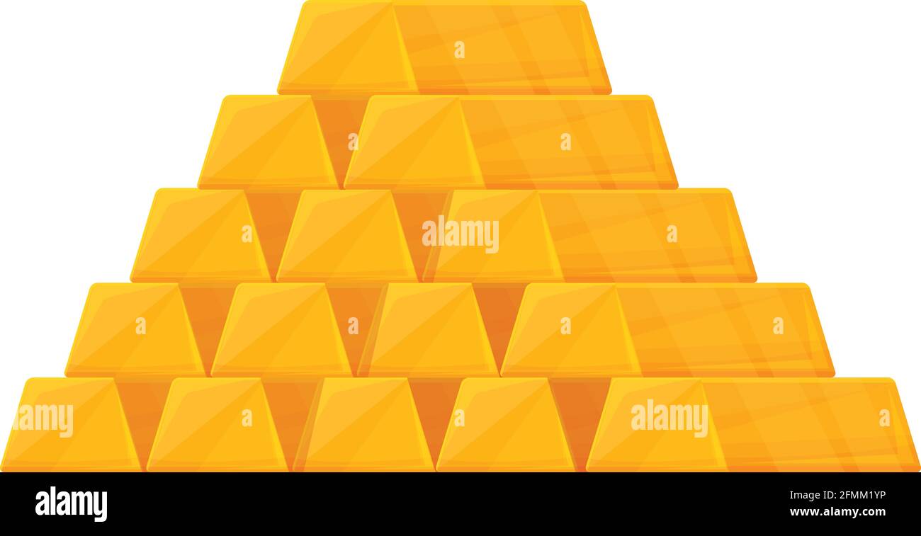 Goldene Bar-Pyramide-Ikone. Cartoon von Golden Bar Pyramide Vektor ...