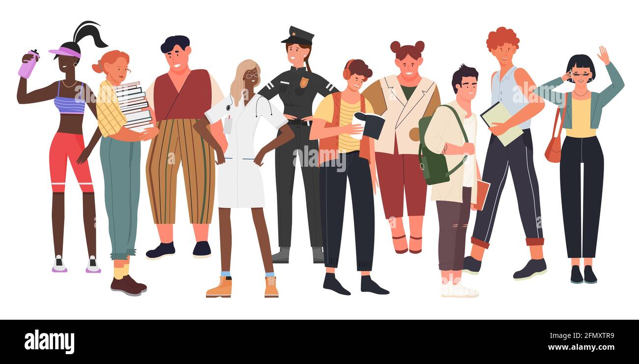 Moderne Gesellschaft Konzept, Menge von Menschen Vektor-Illustration ...