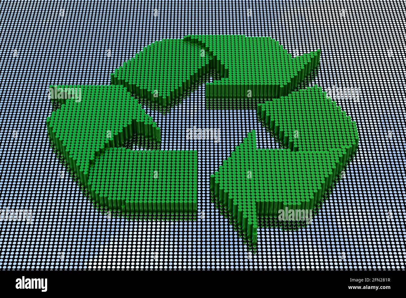 Pixel Art Style Recycling Symbol. 3d-Rendering Stockfotografie - Alamy