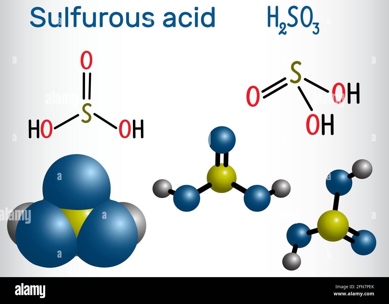 Schwefelsäure (Schwefelsäure, H2SO3)-Molekül. Strukturelle chemische ...