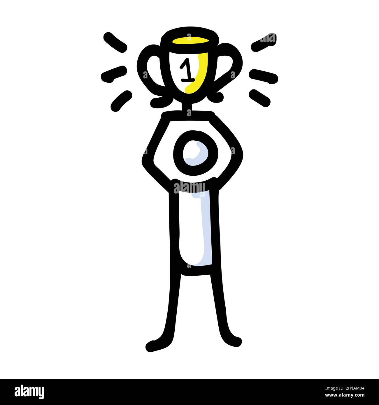 Hand Gezeichnete Stick Figur An Erster Stelle. Wettbewerb Mit Dem ...