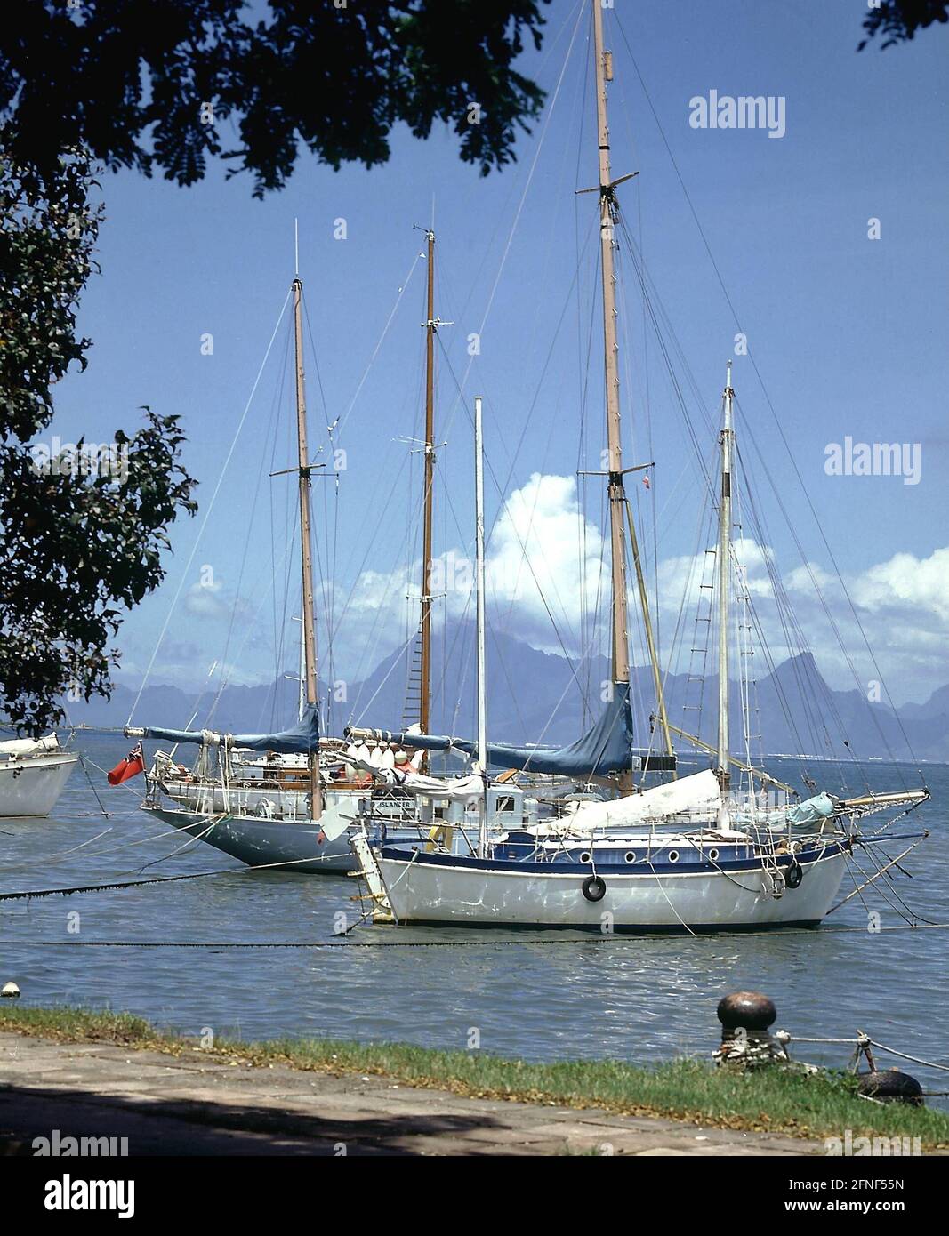 Segelschiffe in der Marina von Papeete auf Tahiti, einer Insel der ...