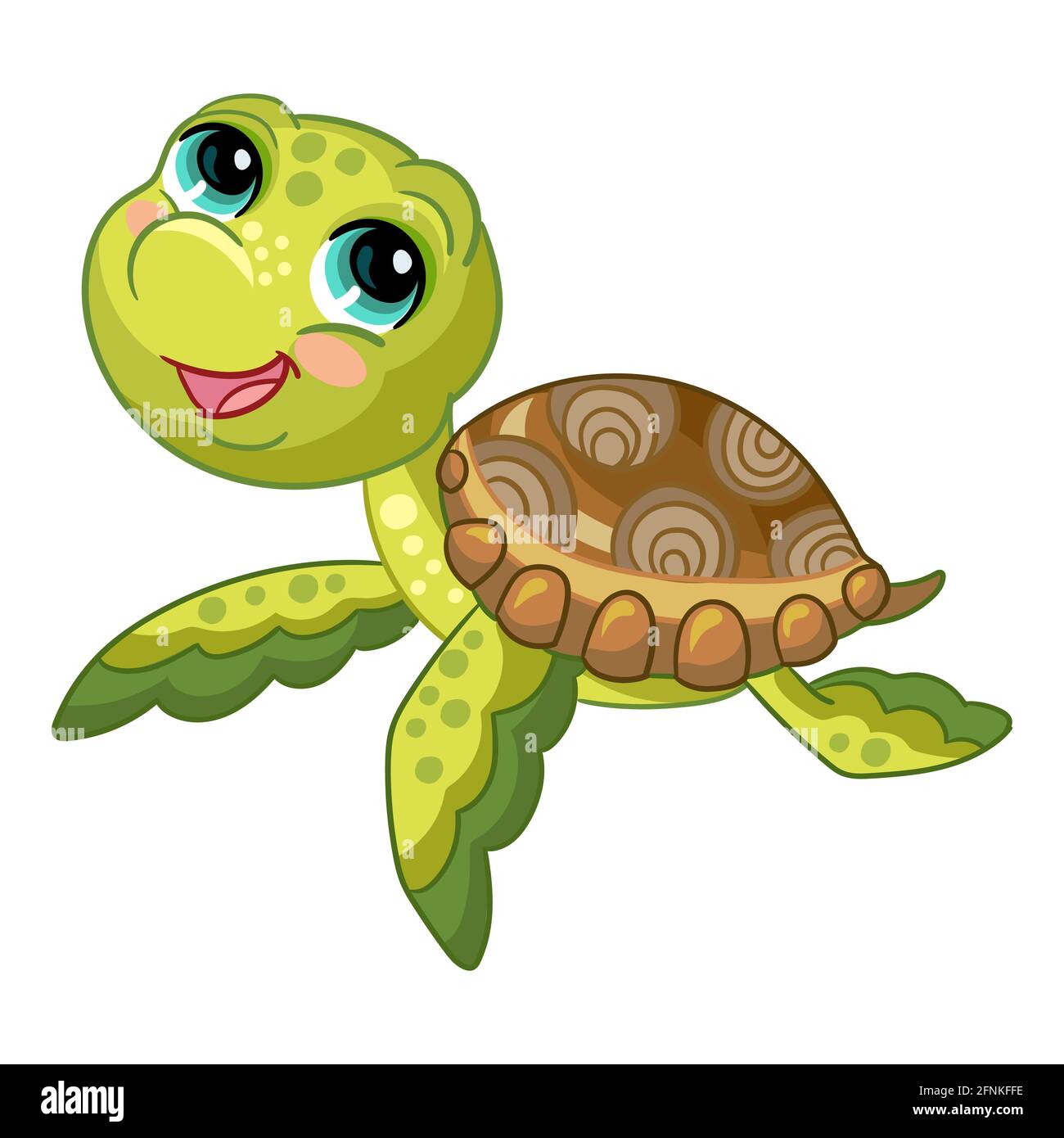 Lustige niedliche Meer Cartoon Baby Schildkröte. Meeresbewohner ...