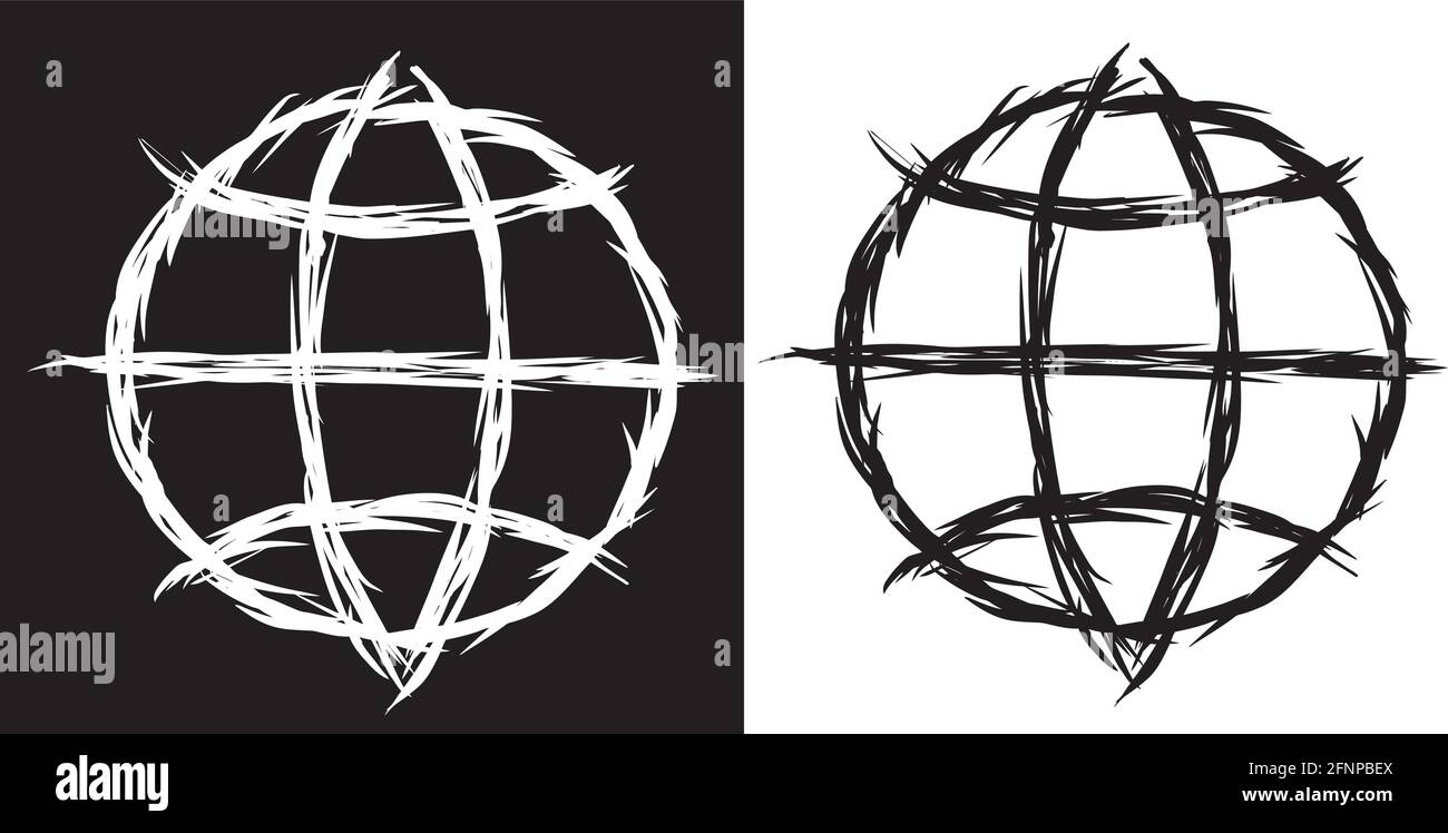 Globus, Welt, Erde. Symbol, Symbol, Zeichen. Von Hand gezeichnet ...