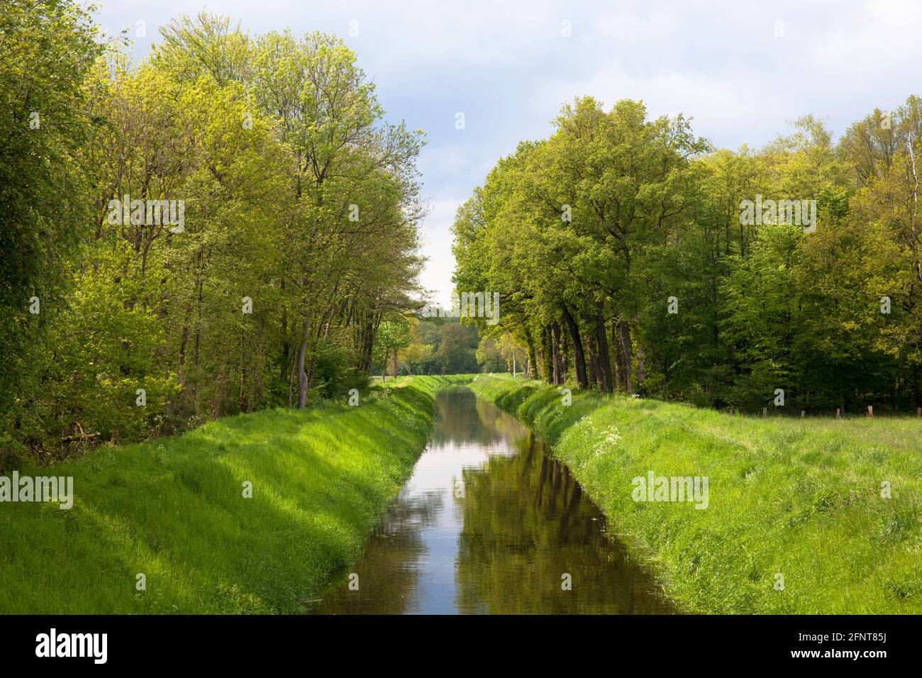 Die Issel bei Wesel. Niederrhein, Nordrhein-Westfalen, Deutschland. Die ...