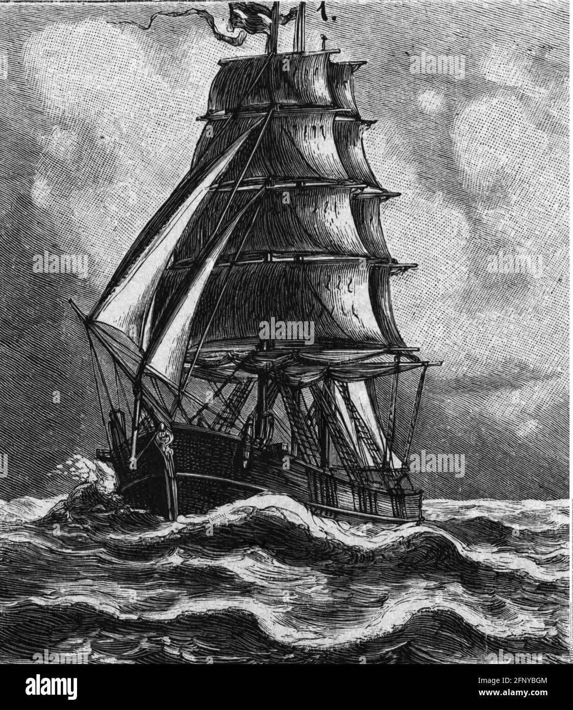 Transport / Transport, Navigation, Segelschiff, Brig vor dem Wind ...