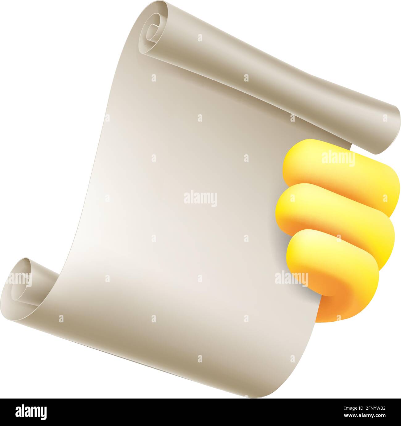 Emoji-Cartoon-Symbol Mit Papierrolle In Der Hand Stock-Vektorgrafik - Alamy