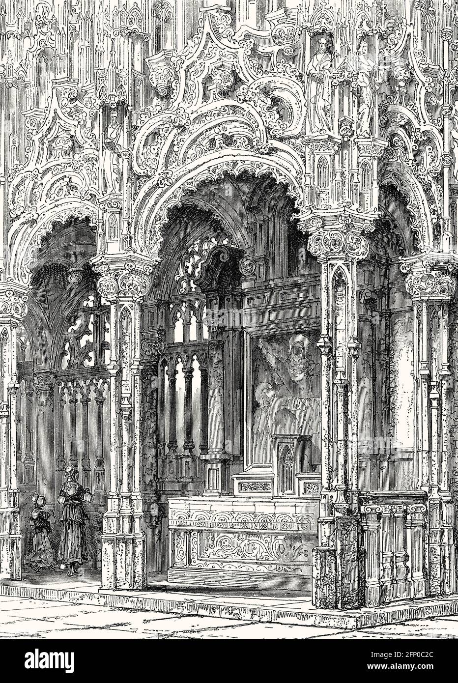 Die spätgotische Rood Screen, 16. Jahrhundert von Steinmetz J. Bertet ...