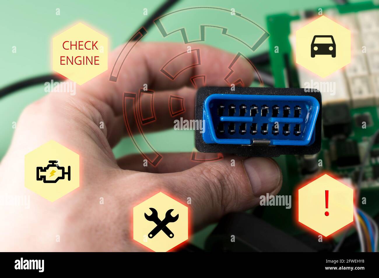 Car Service Manager mit Auto-Diagnose-Fehler-Scanner OBD2-Stecker ...