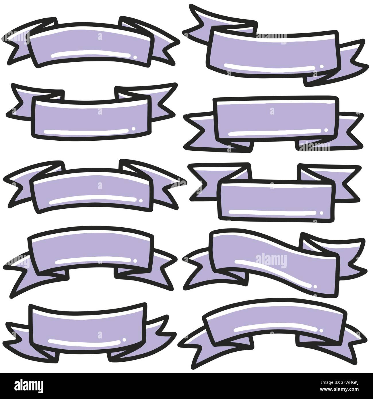 Lila Band Symbol Banner handgezeichnete Doodle Kunst und Design-Element ...