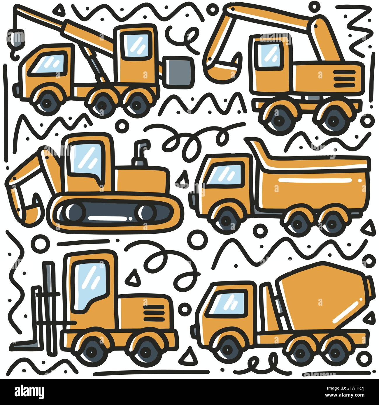 Handgezeichnete Doodle LKW Kunst Design Element Illustration Stock ...