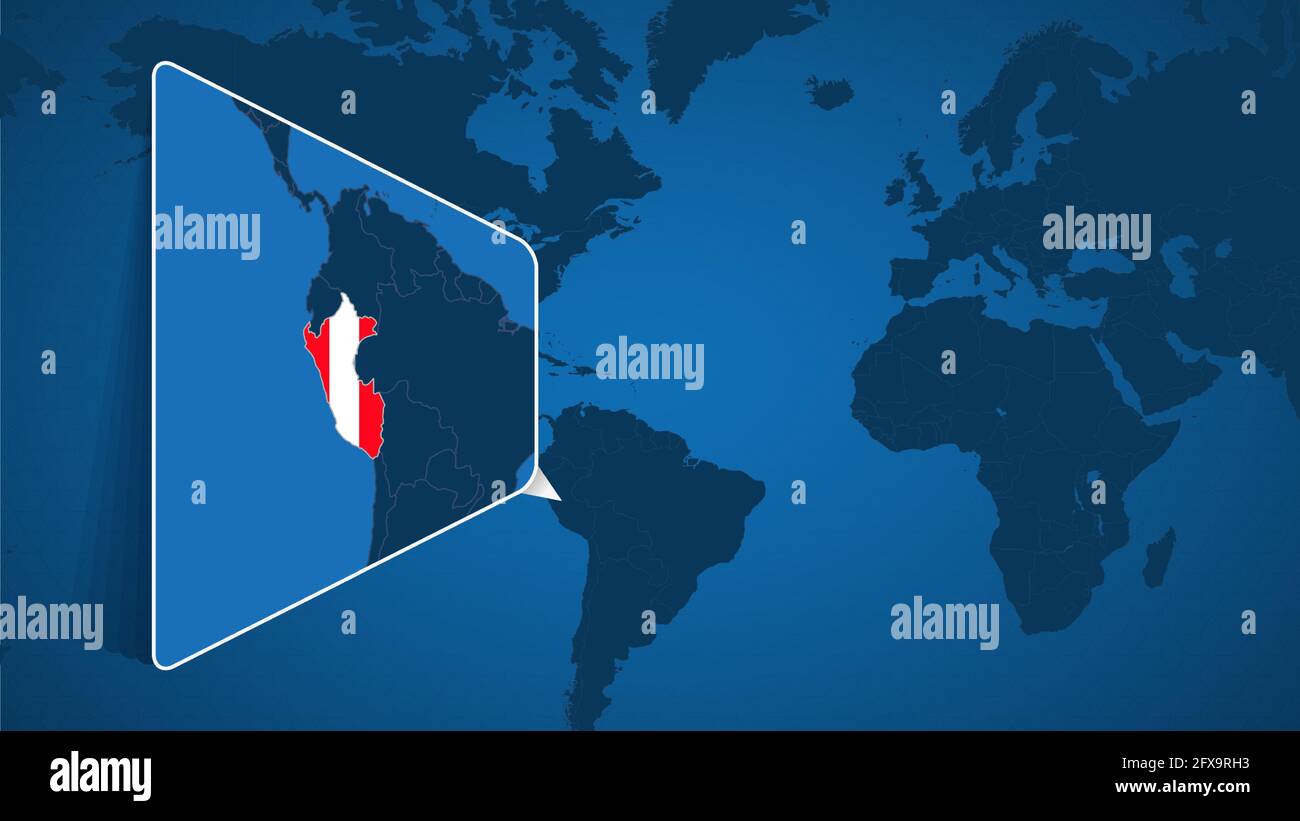 Lage von Peru auf der Weltkarte mit vergrößerter Karte von Peru mit ...