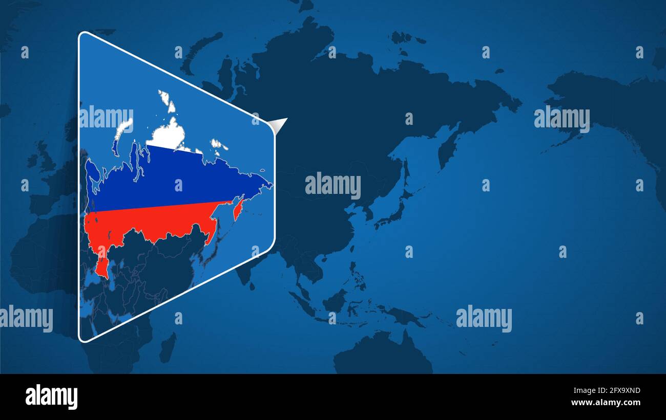 Lage Russlands auf der Weltkarte mit vergrößerter Karte Russlands mit ...