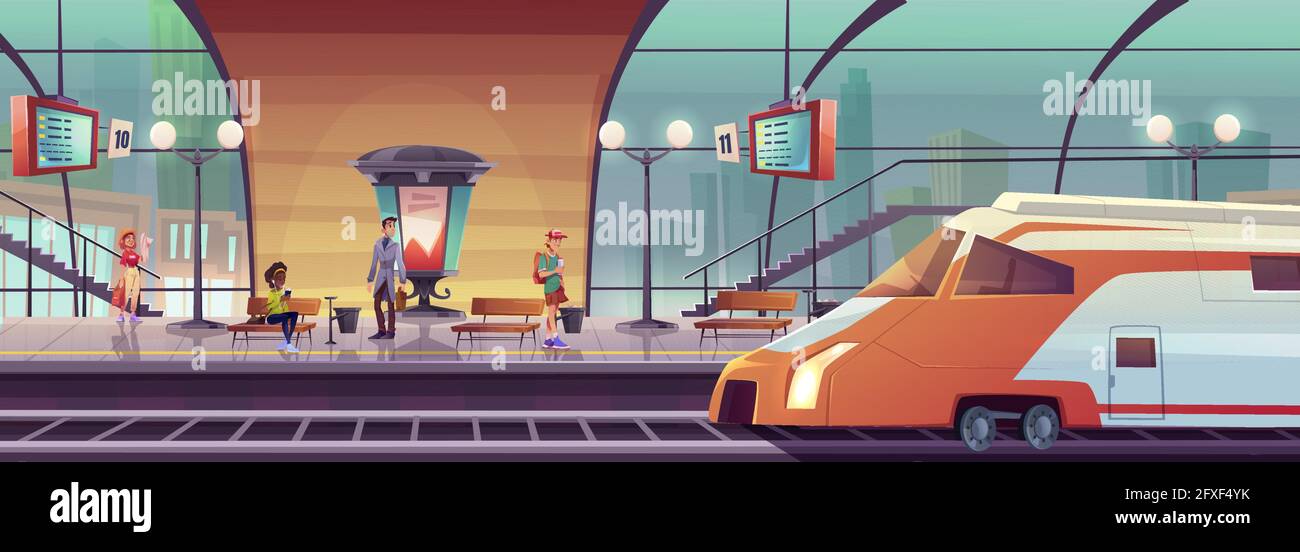 Comic illustration cartoon railway locomotive -Fotos und -Bildmaterial ...