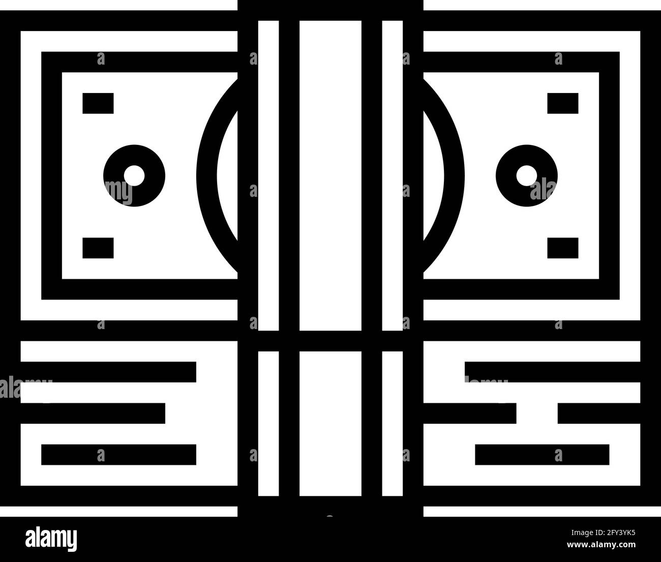 Monopoly Banknoten Pack-Linie Symbol Vektor-Illustration Stock ...