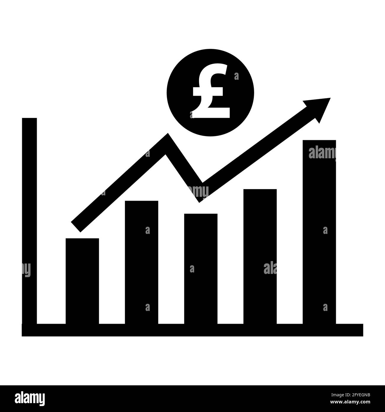 Erhöhen Sie Pfund Währung Chart-Symbol auf weißem Hintergrund. Umsatz ...