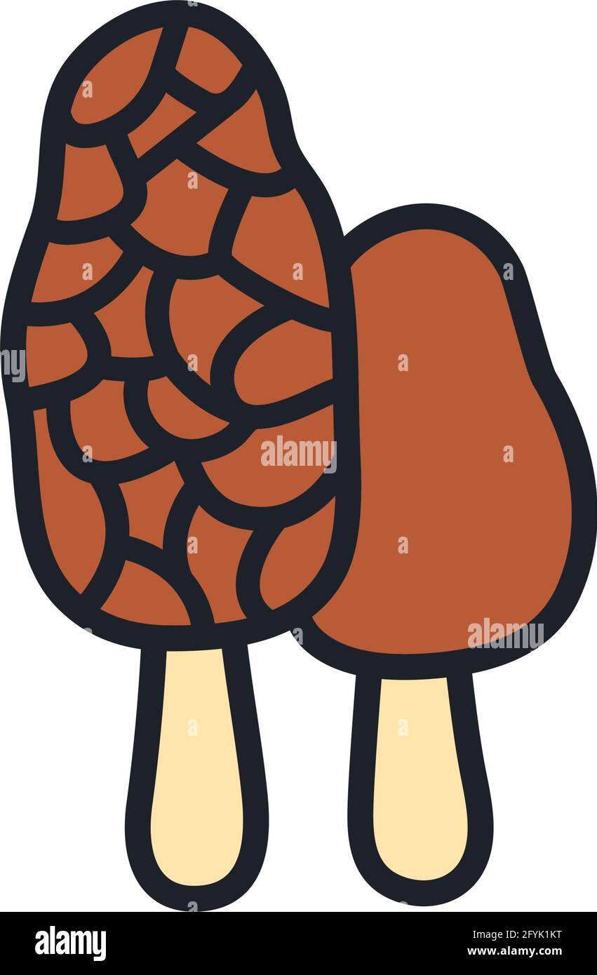 Morel-Symbol. Vektor isolierte lineare Farbe Symbol Kontur Form Umriss ...