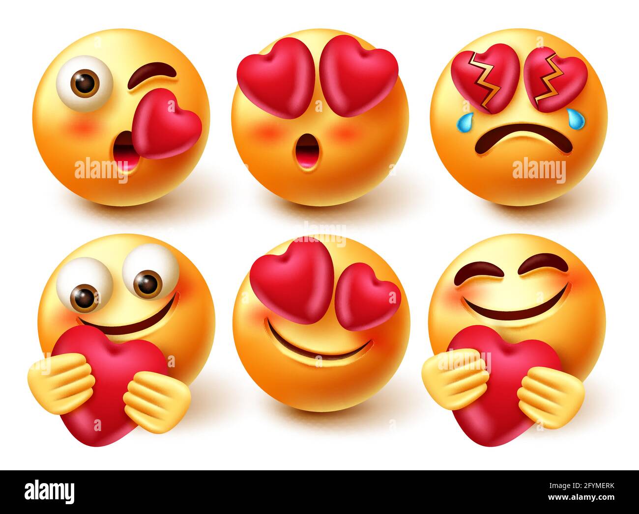 Emoticon Liebe Smileys Vektor-Zeichensatz. In Love 3d-Emoji-Charaktere ...