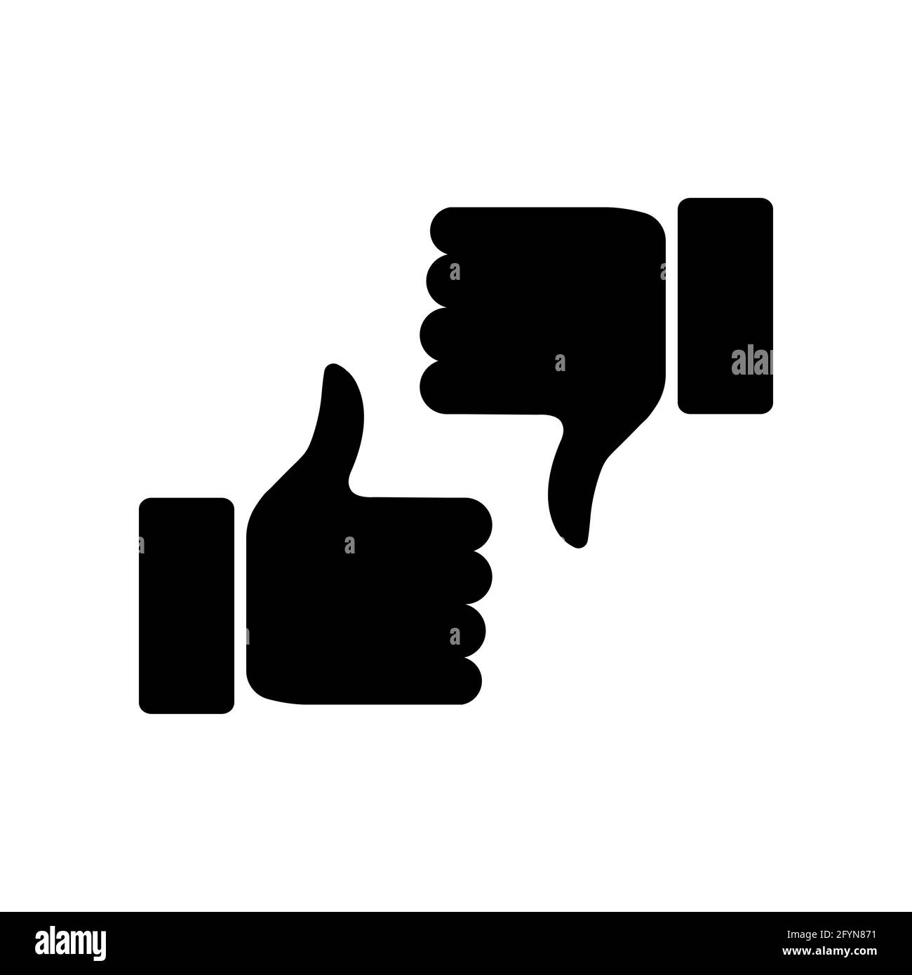 Symbol „Daumen hoch“ und „Daumen runter“. Wie und nicht wie schwarze ...