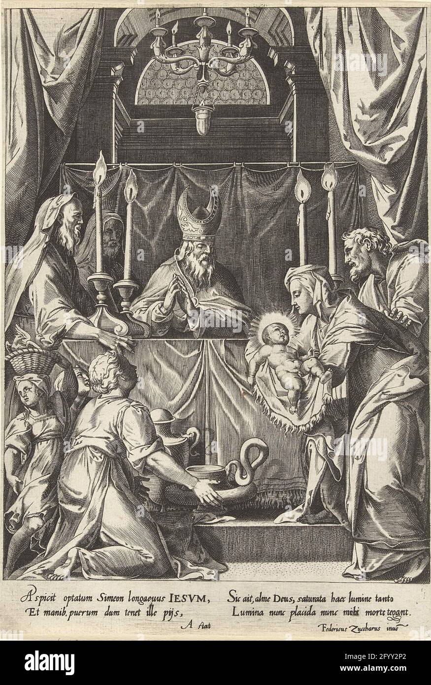 Darstellung Christi im Tempel. Maria und Joseph bringen Christus in den ...