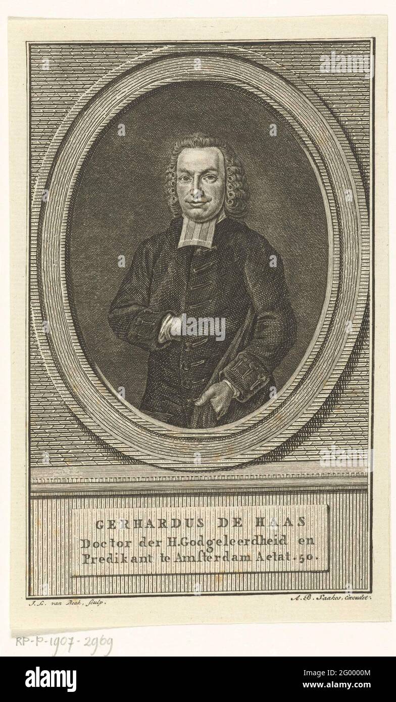 Porträt des Predigers Gerardus de Haas; Gerhardus De Haas Doktor von H ...