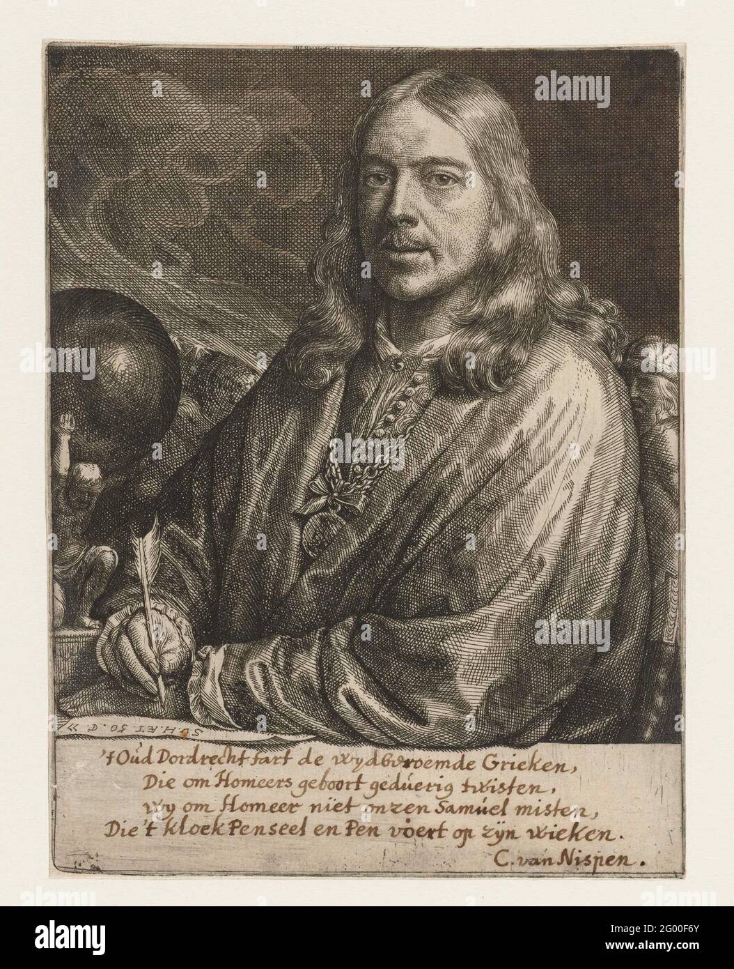 Selbstporträt. Selbstporträt von Samuel van Hoogstraten mit Feder ...