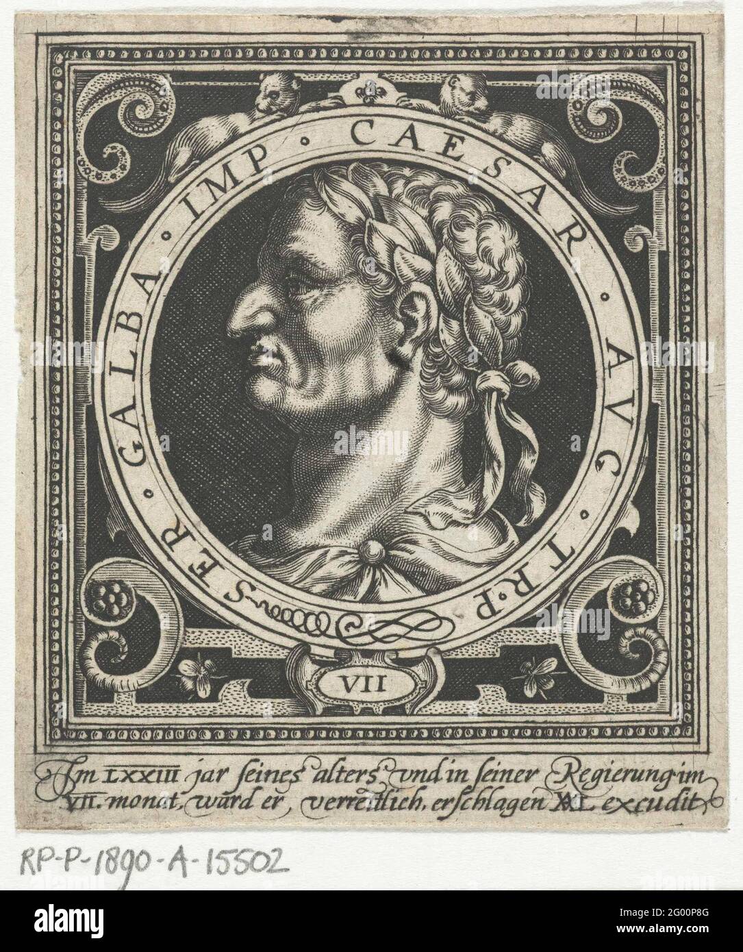 Porträt von Kaiser galba auf Medaillon; römische Kaiser. Porträt mit Büste von Kaiser galba auf ...