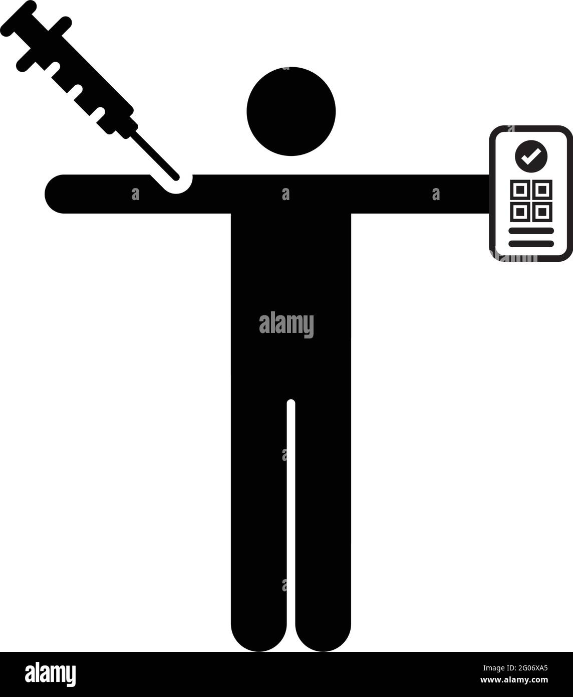 Impfpass Symbolvektor mit männlichem Piktogramm Symbol für medizinische ...