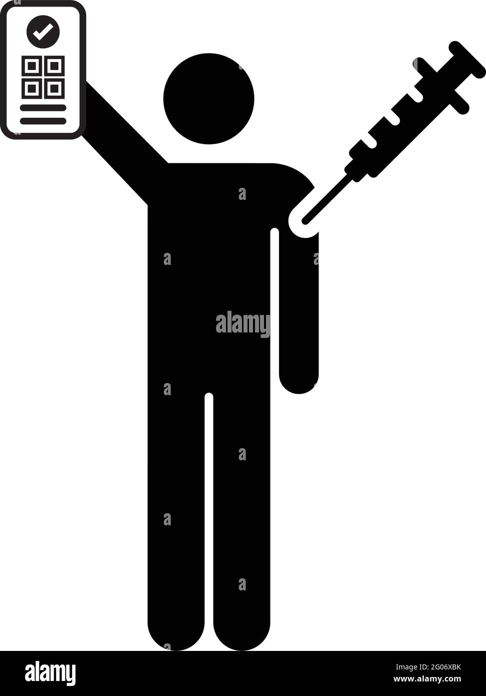 Impfpass Symbolvektor mit männlichem Piktogramm Symbol für medizinische ...