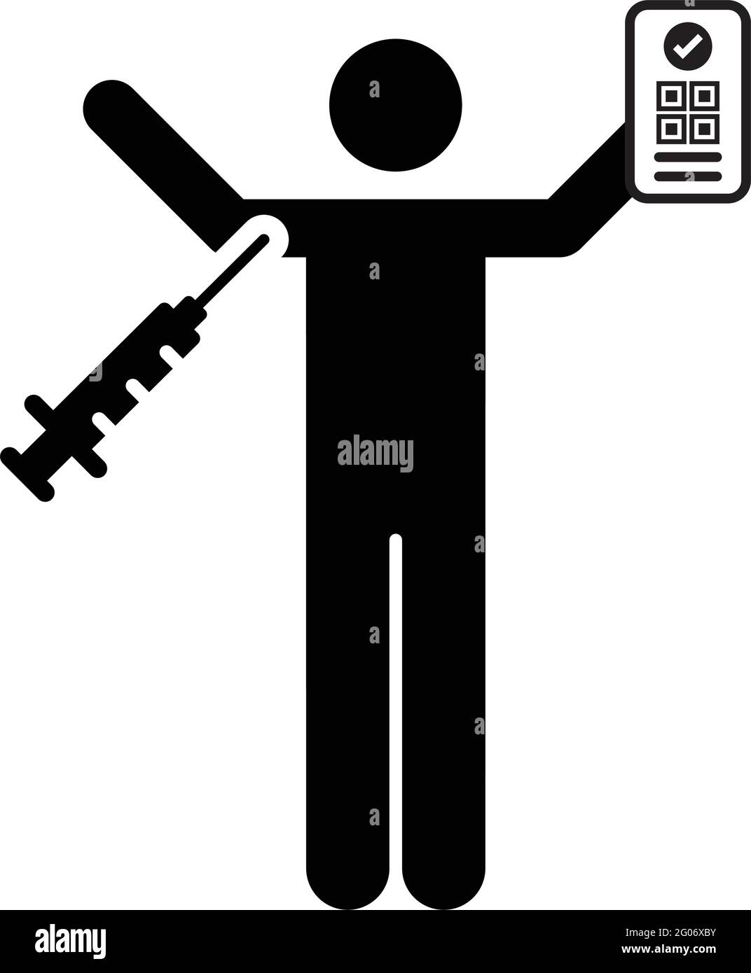 Impfpass Symbolvektor mit männlichem Piktogramm Symbol für medizinische ...