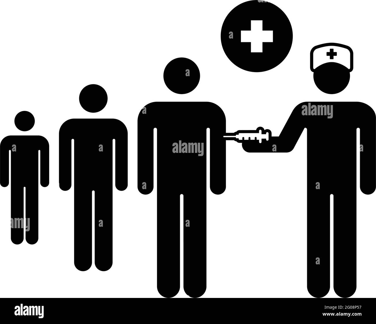 Symbolvektor für die Impfung mit Impfstoffspritze Person-Symbol für ...