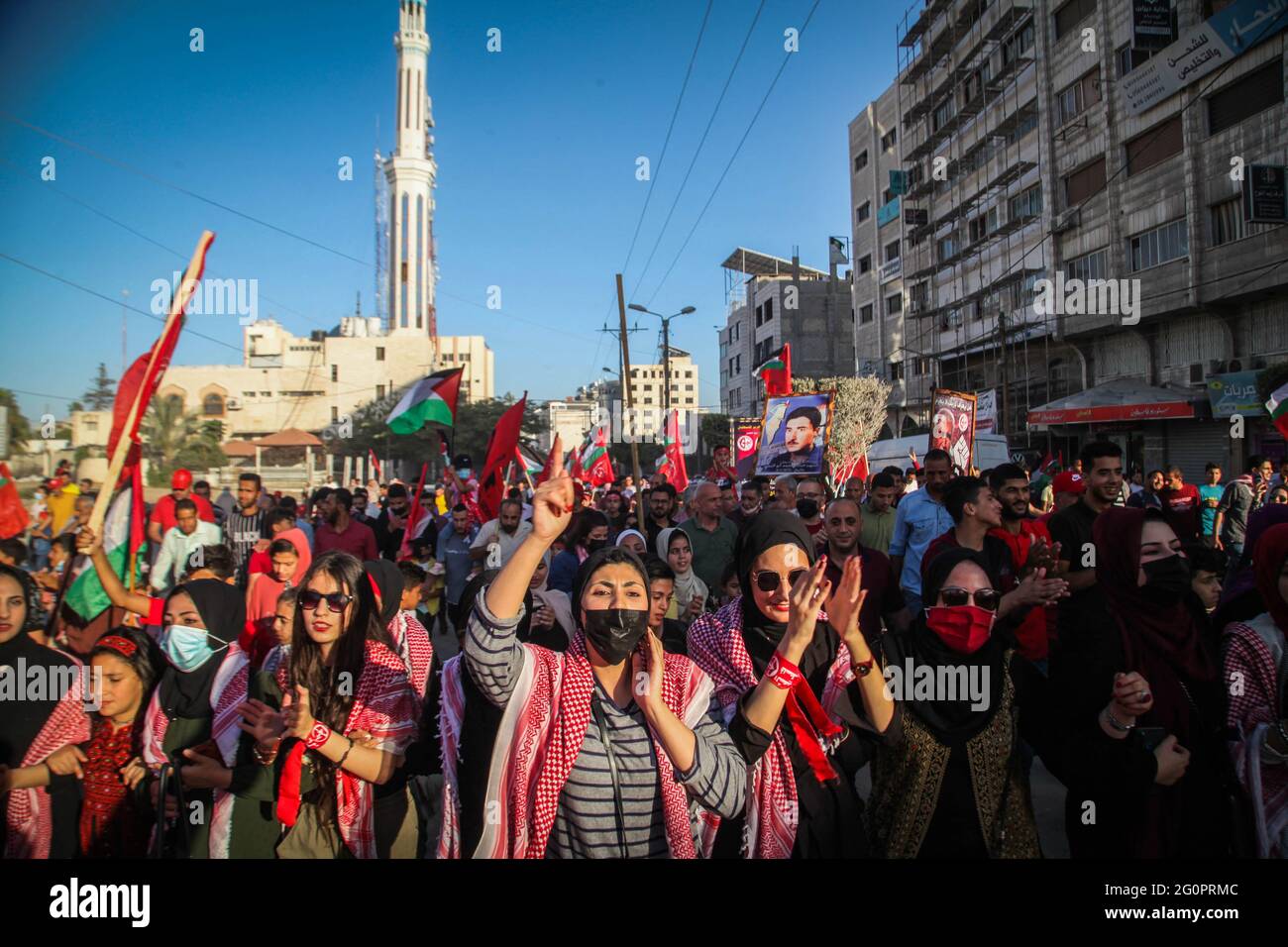 Gaza City, 2. Juni 2021. Palästinensische Aktivisten der Volksfront zur ...