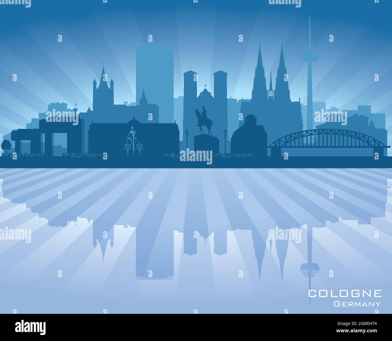 Köln Deutschland City Skyline Vektor Silhouette Illustration Stock ...
