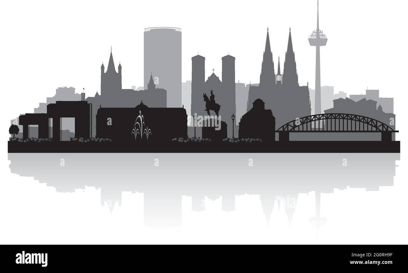 Köln Deutschland City Skyline Vektor Silhouette Illustration Stock ...