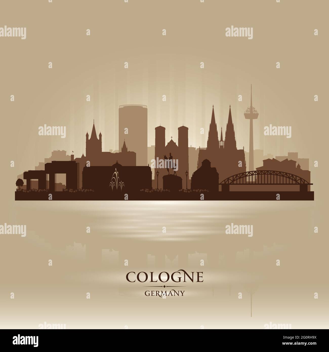 Köln Deutschland City Skyline Vektor Silhouette Illustration Stock ...