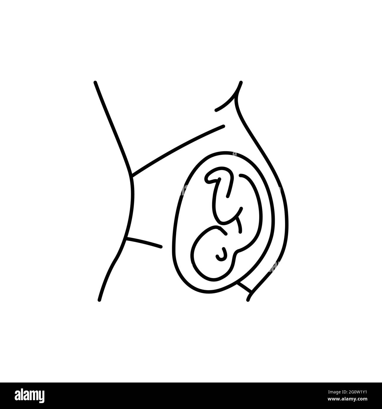 Symbol für die farbige Linie der Schwangeren. Entwicklung des Embryos ...