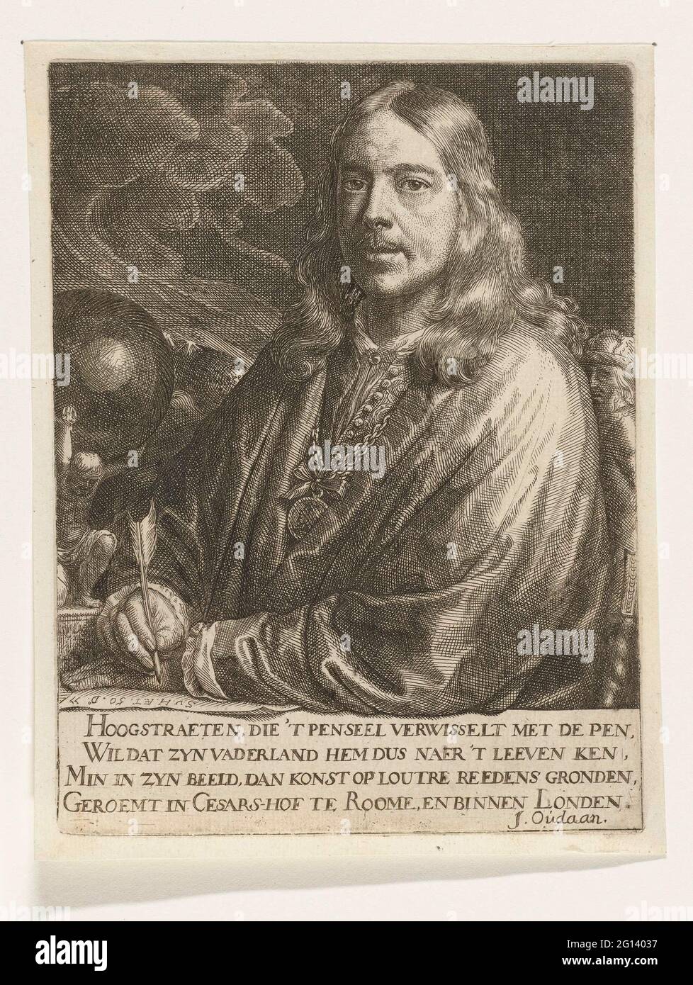Selbstporträt. Selbstporträt von Samuel van Hoogstraten die Feder ist ...
