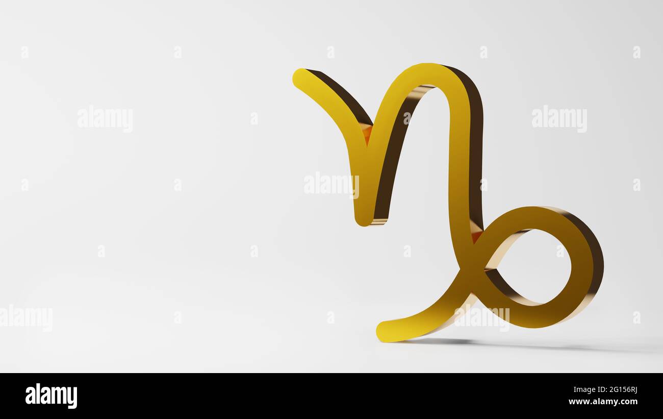 Tierkreis Symbol STEINBOCK Zeichen Gold auf weißem Hintergrund 3D ...
