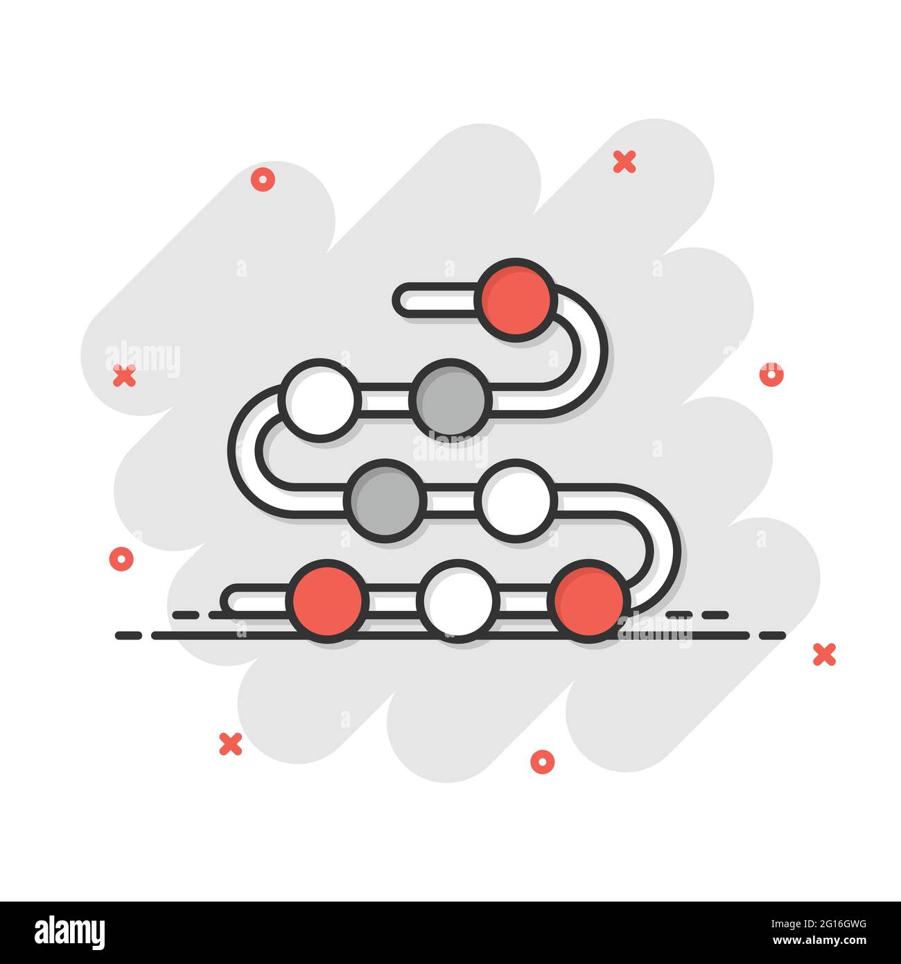 Timeline-Symbol im Comic-Stil. Fortschritt Cartoon Vektor-Illustration ...