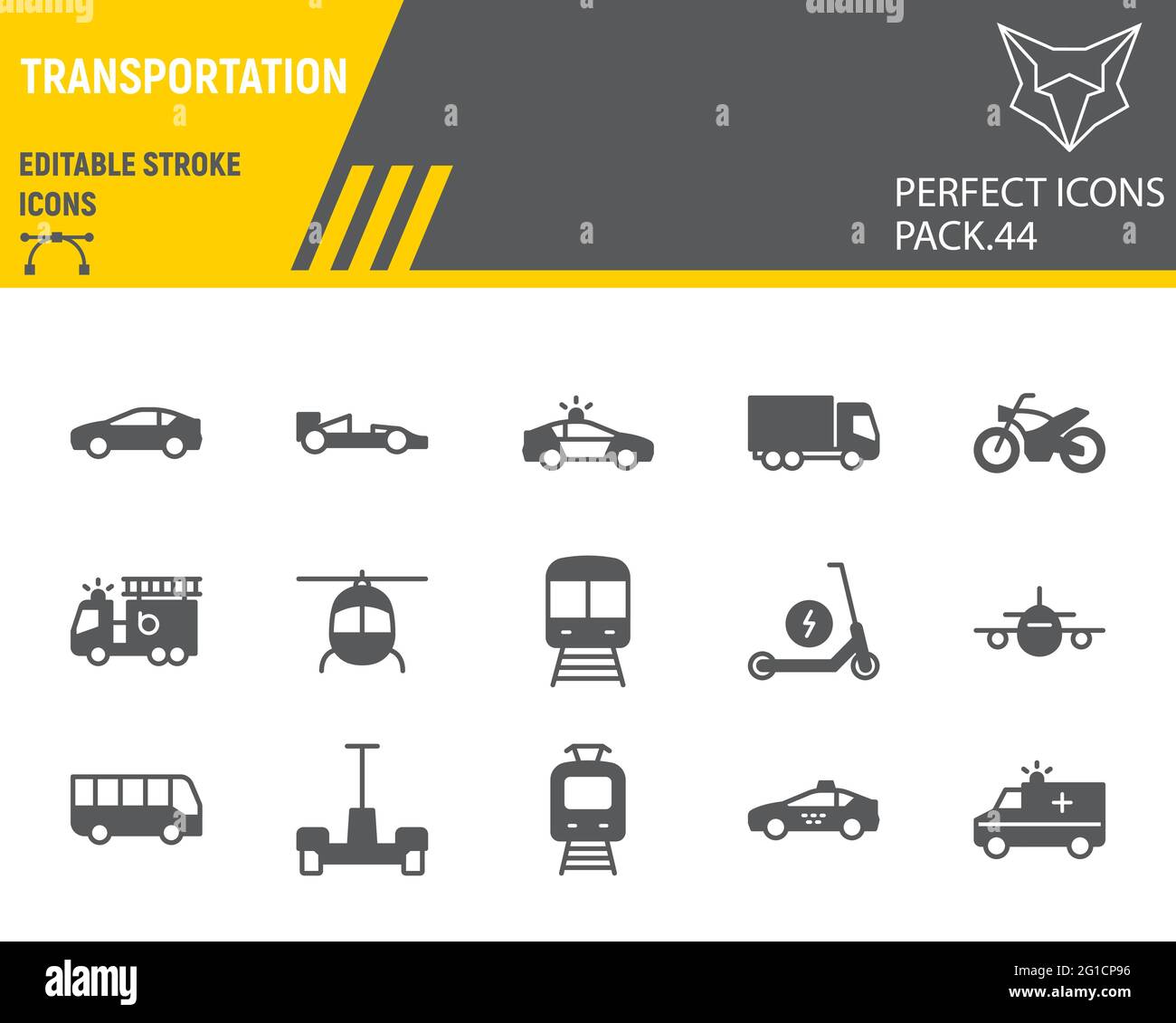 Transport Glyphen Icon Set, Transport Sammlung, Vektorgrafiken, Logo ...
