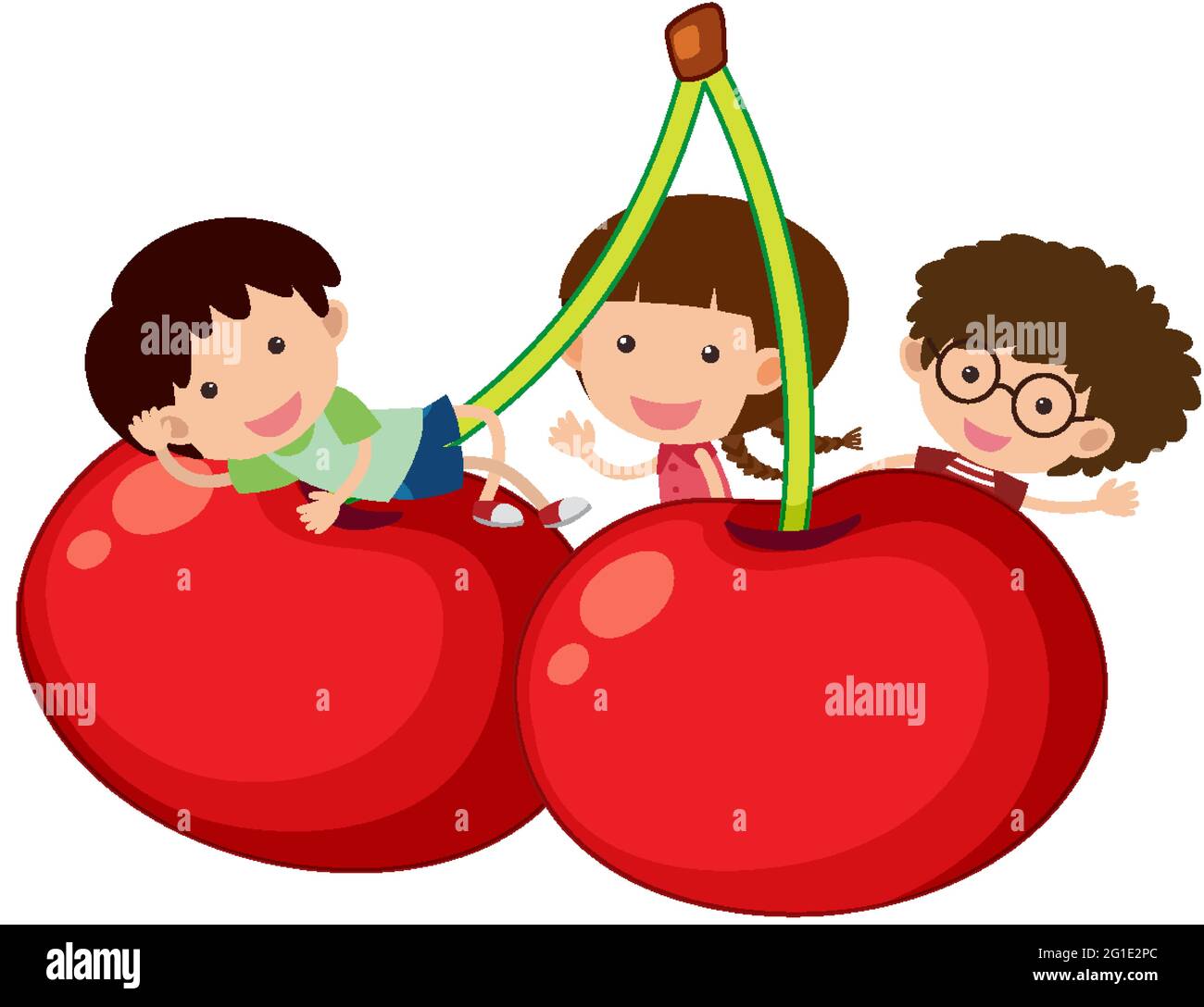 Große Kirsche mit vielen Kindern Cartoon Figur Illustration Stock ...