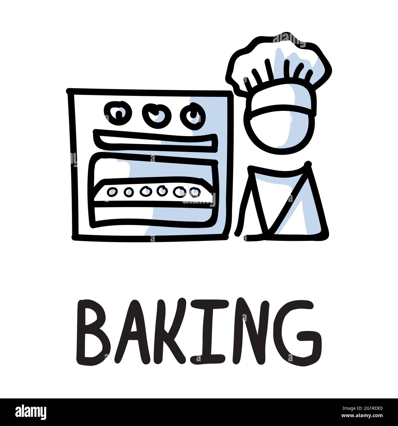 Stick Figuren Symbol der Kekse backen. Piktogramm des Küchenchefs mit ...